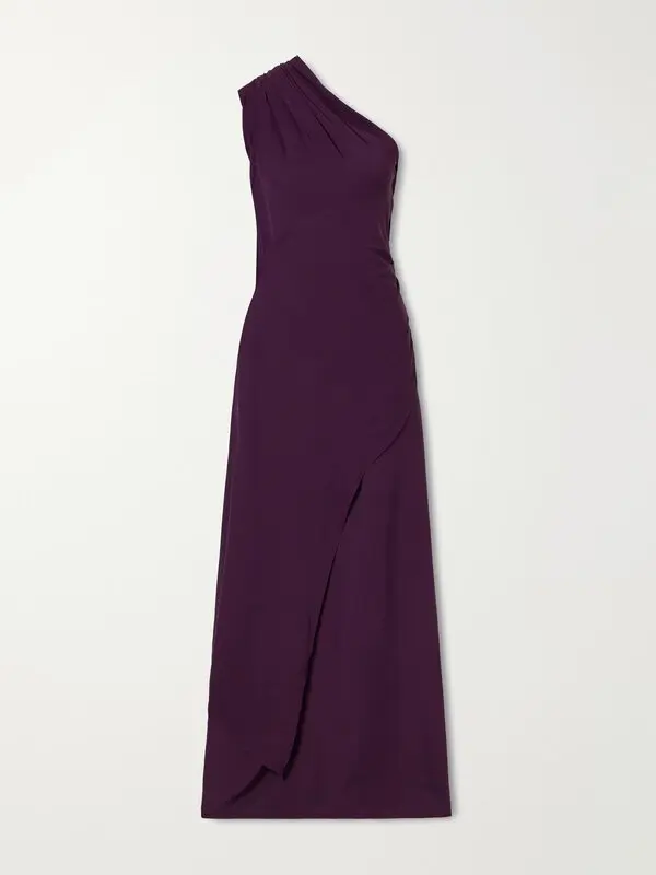 MARMAR HALIM One-shoulder Satin Gown With Trailing Scarf Detail