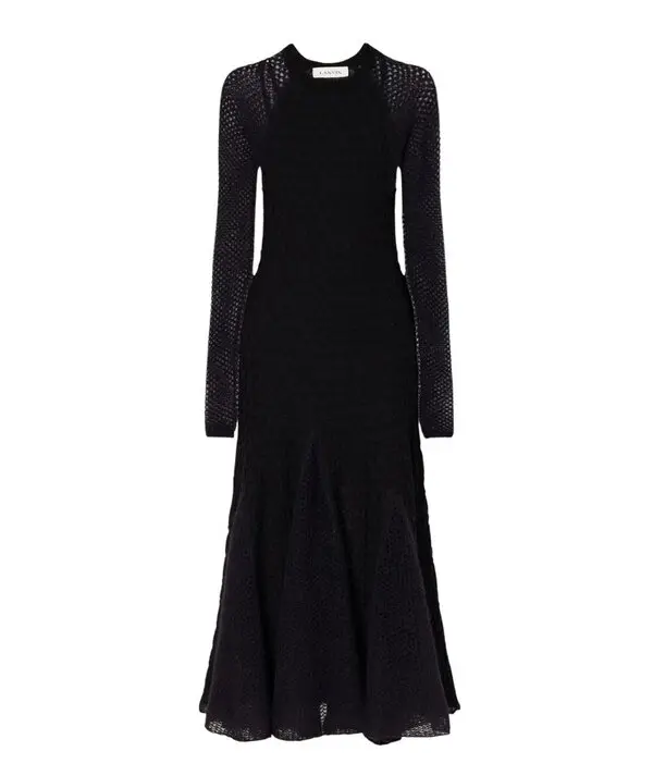 LANVIN Open-knit Wool Maxi Dress - Black