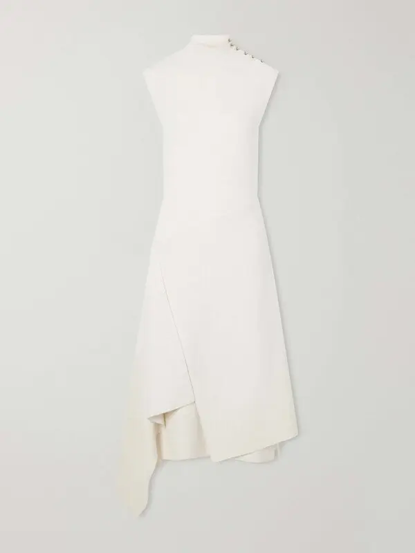 LANVIN Draped Wool-blend Turtleneck Midi Dress