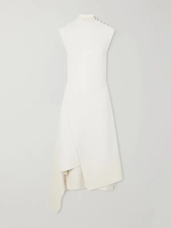 LANVIN Draped Wool-blend Turtleneck Midi Dress