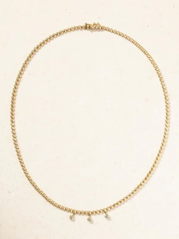JENNIFER MEYER 18-karat Diamond Beaded Necklace - Gold