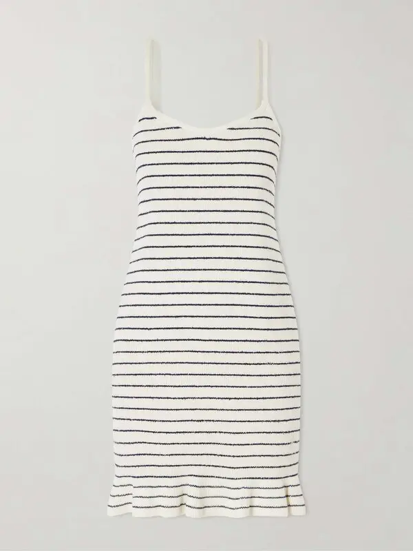 JW Anderson Striped Cotton-blend Terry Mini Dress