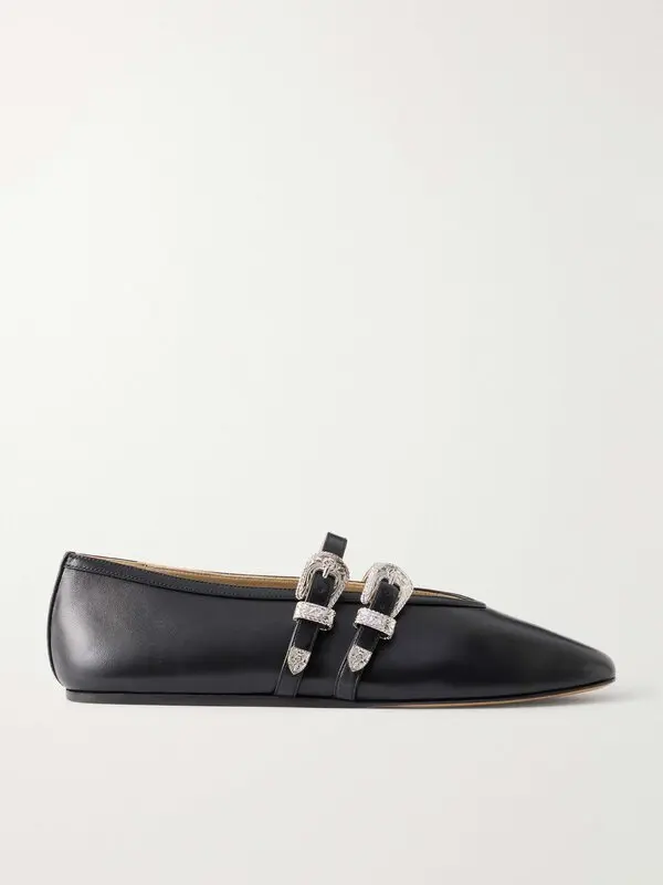 Le Monde Beryl Claudia Buckle-embellished Leather Ballet Flats