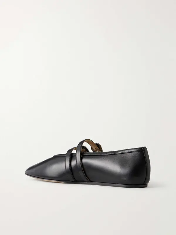 Le Monde Beryl Claudia Buckle-embellished Leather Ballet Flats
