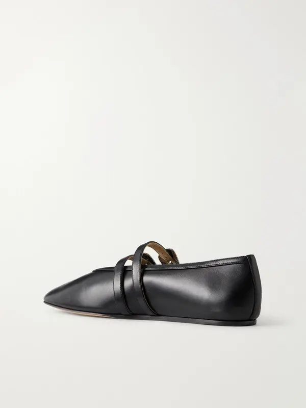 Le Monde Beryl Claudia Buckled Leather Ballet Flats - Black