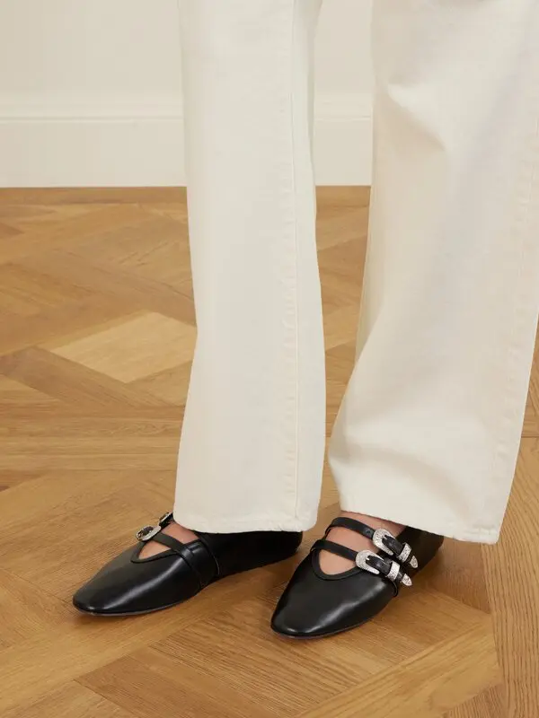 Le Monde Beryl Claudia Buckled Leather Ballet Flats - Black