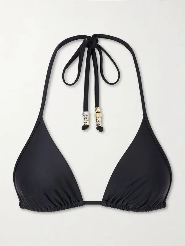 JW Anderson Triangle Bikini Top With Beaded Ties - Black