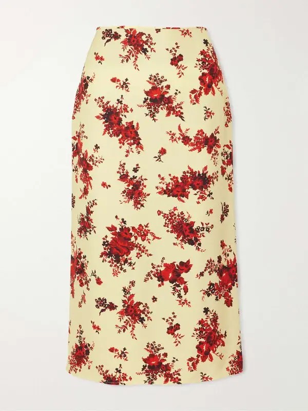 JIL SANDER Floral-print Satin Midi Skirt
