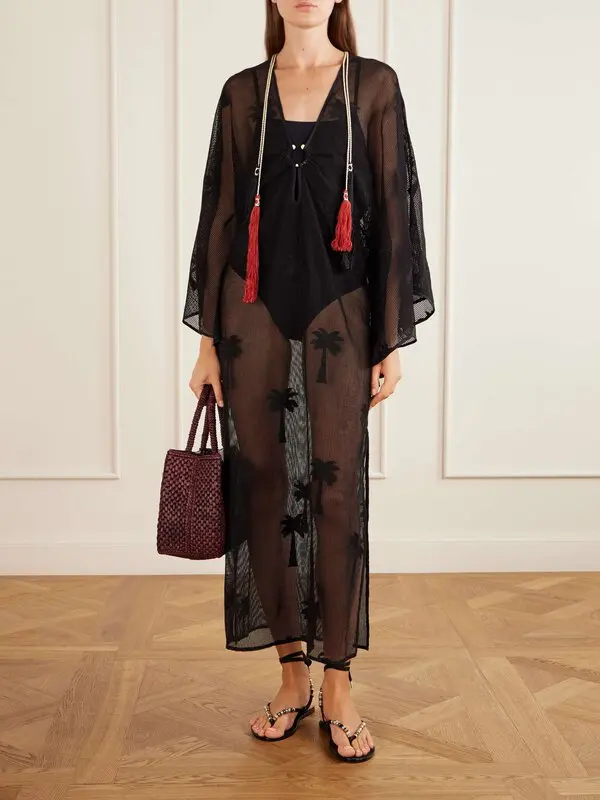 Johanna Ortiz Palm Veil Crocheted Cotton Cover-up