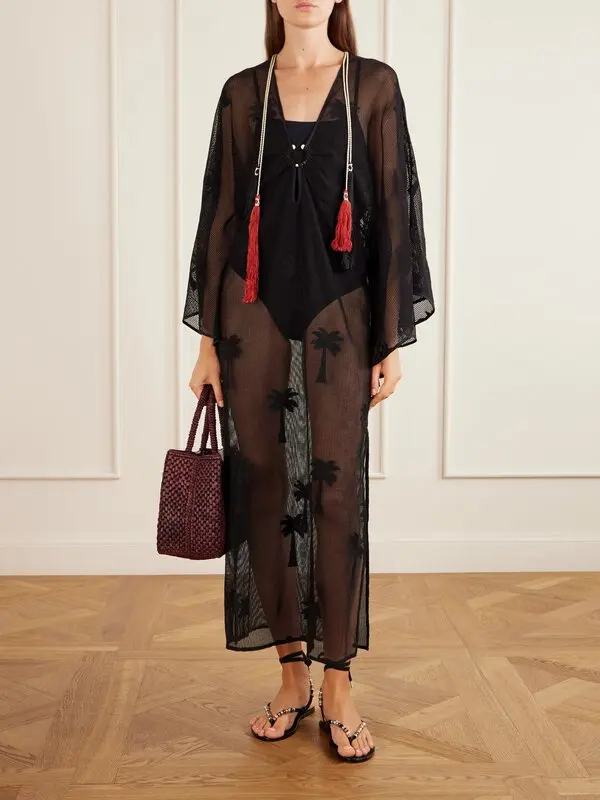 Johanna Ortiz Palm Veil Crocheted Cotton Cover-up