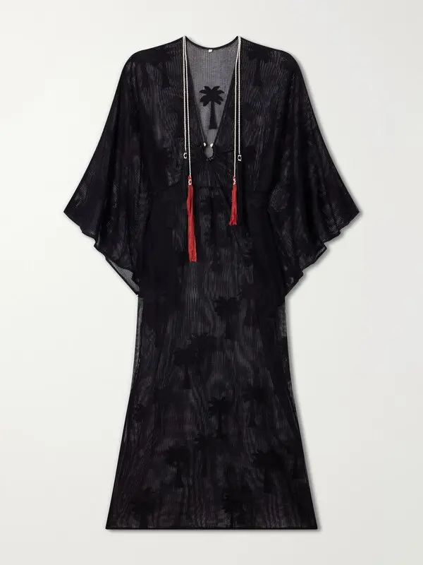Johanna Ortiz Palm Veil Crocheted Cotton Cover-up - Black