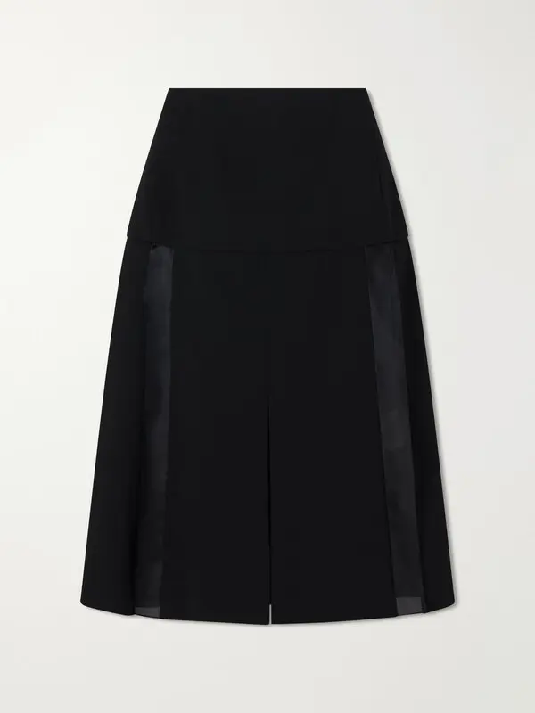 JIL SANDER Midi Skirt With Satin Trim - Black