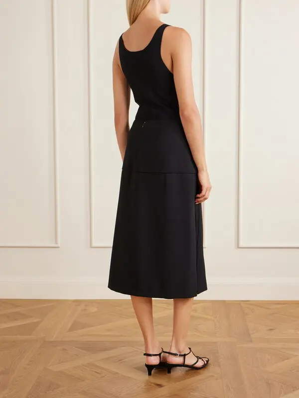 JIL SANDER Midi Skirt With Satin Inserts