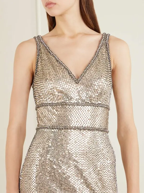 Jenny Packham Odina Crystal-embellished Sequin Tulle Gown