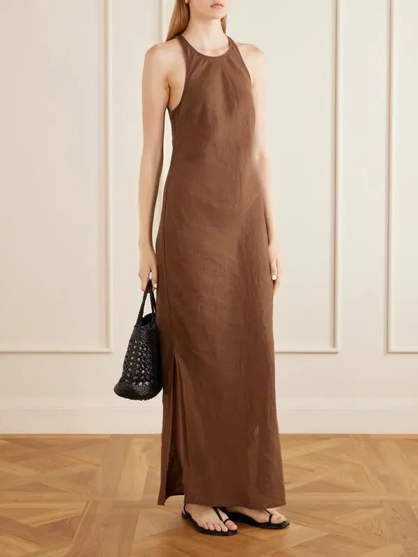 JAMES PERSE Linen Halterneck Maxi Dress