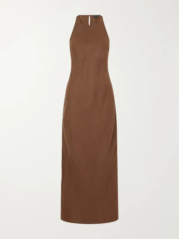 JAMES PERSE Linen Halterneck Maxi Dress - Brown