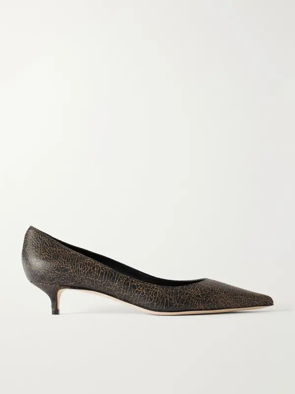 JIMMY CHOO Amelia 30 Crinkled Leather Pumps - Brown