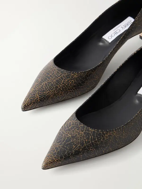 JIMMY CHOO Amelia 30 Crinkled Leather Pumps - Brown