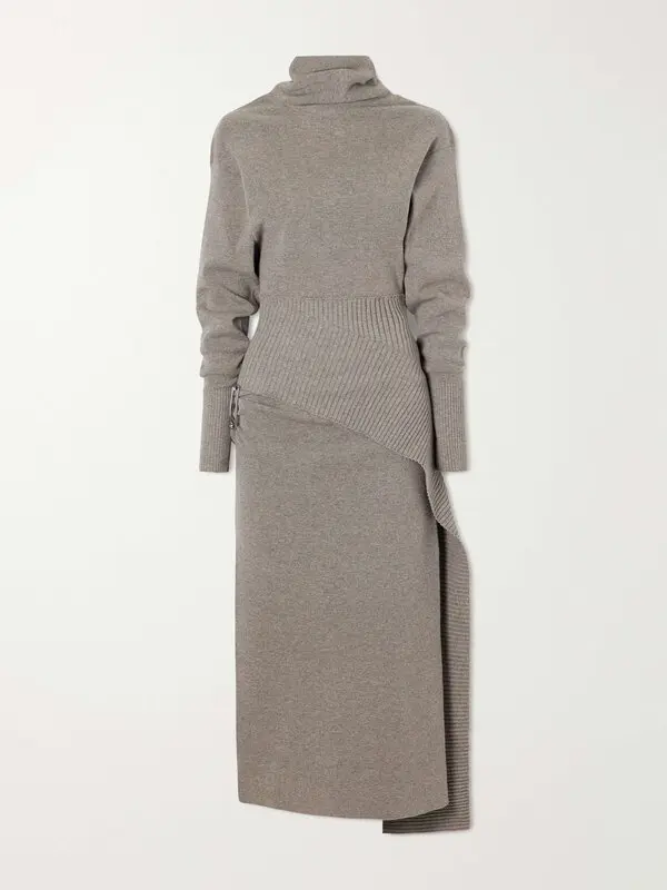LANVIN Embellished Wool-blend Turtleneck Midi Dress