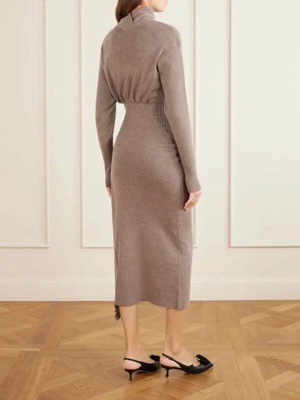 LANVIN Embellished Wool-blend Turtleneck Midi Dress