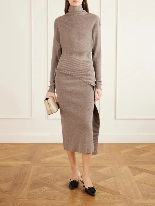 LANVIN Embellished Turtleneck Midi Dress