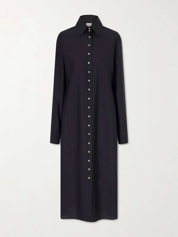 Khaite Ivanna Silk And Cotton-blend Midi Dress - Black