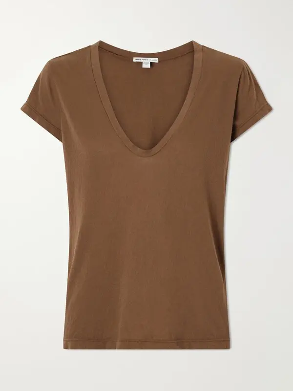 JAMES PERSE Cotton Jersey V-neck T-shirt - Brown