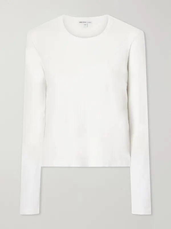 JAMES PERSE Cotton Jersey Long Sleeve T-shirt - White