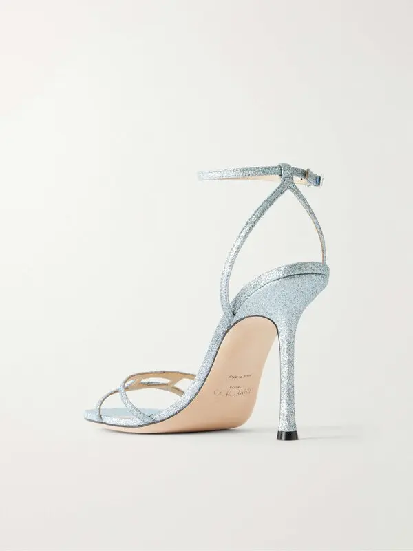 JIMMY CHOO Leo 100 Glittered Leather Sandals