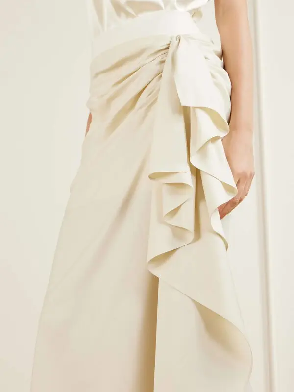 HEIRLOME Liliana Gathered Silk-twill Midi Skirt