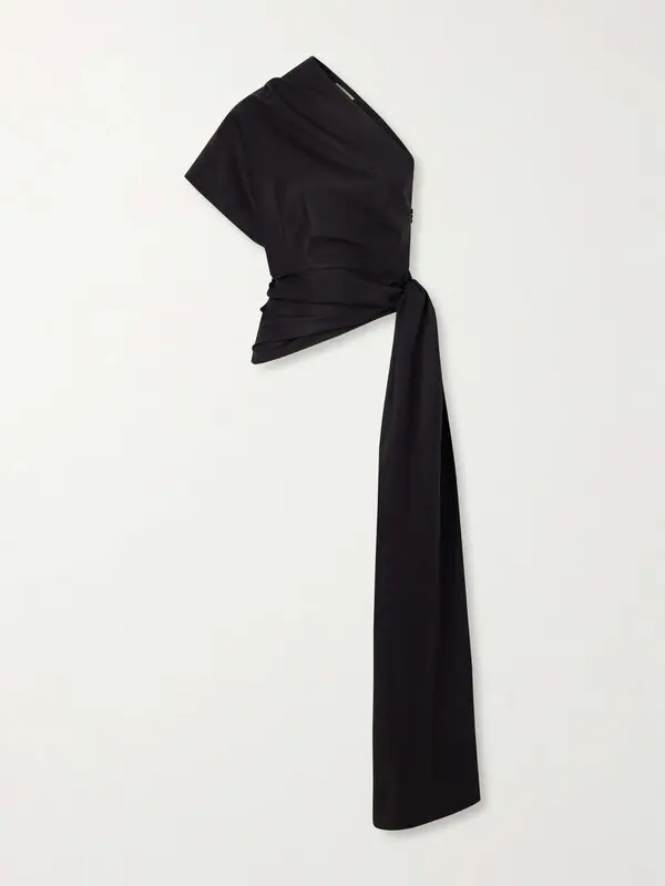 HEIRLOME Marianne Asymmetric Silk-twill Top