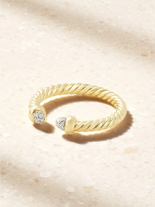David Yurman 18-karat Micro Cablespira Diamond Ring - Gold