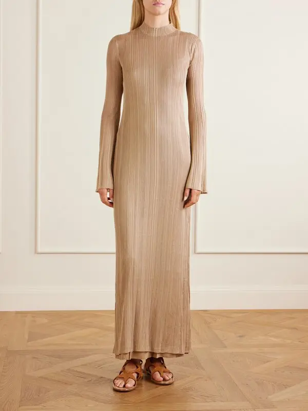 Gabriela Hearst Atira Silk Ribbed Maxi Dress