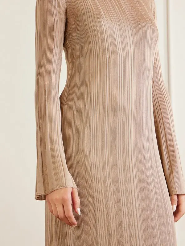Gabriela Hearst Atira Silk Ribbed Maxi Dress