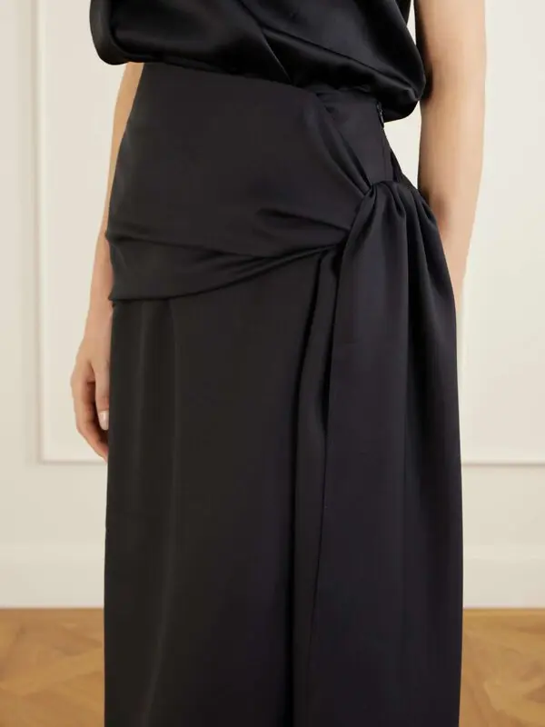 HEIRLOME Helena Silk-twill Midi Skirt