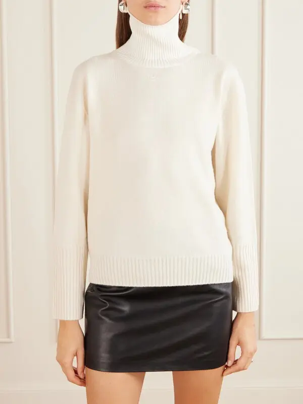 COURREGES Logo Embroidered Ribbed Knit Wool Sweater