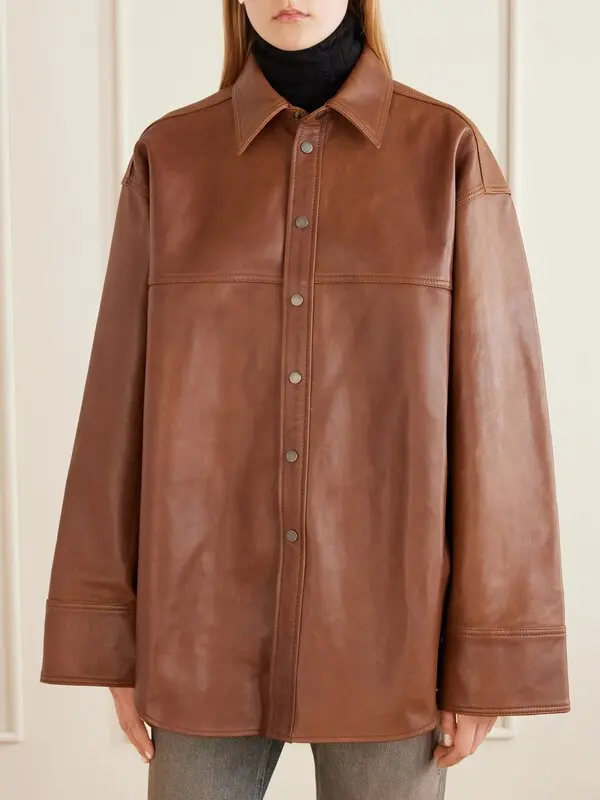 HAIKURE Victoria Leather Shirt - Brown
