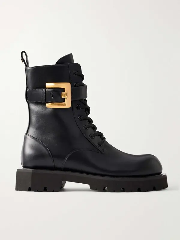 Balmain Anthem Belt-detailed Leather Ankle Boots