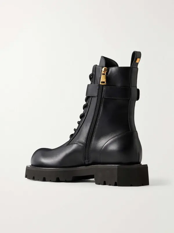 Balmain Anthem Belt-detailed Leather Ankle Boots