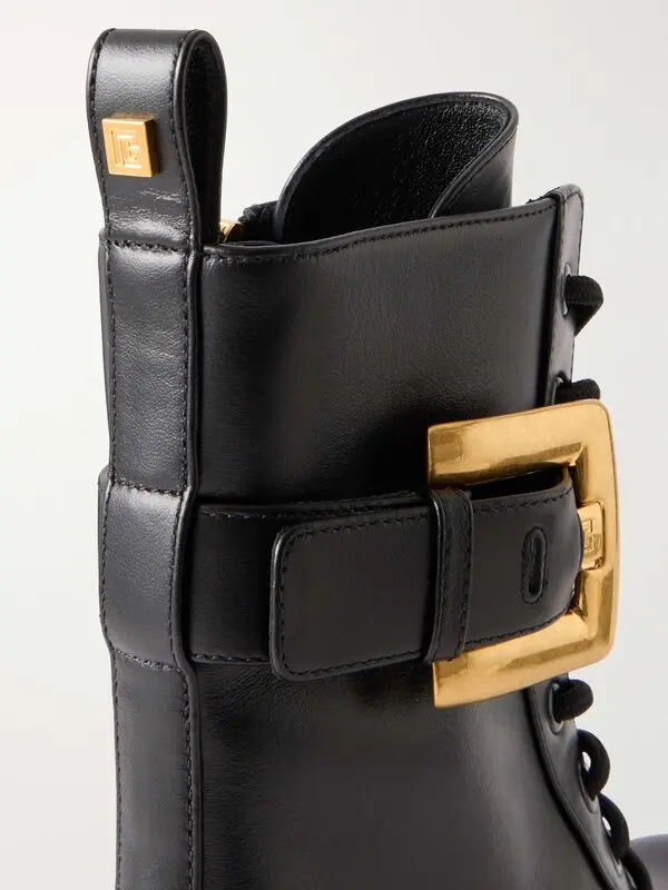 Balmain Anthem Belt-detailed Leather Ankle Boots