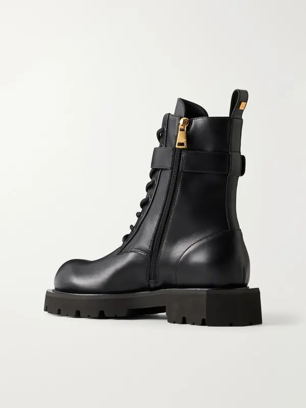 Balmain Anthem Buckled Leather Ankle Boots