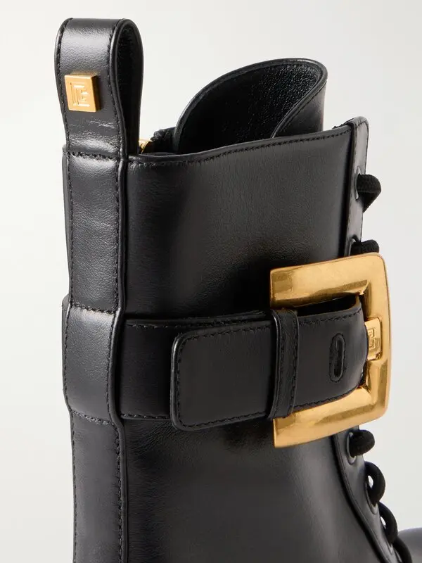 Balmain Anthem Buckled Leather Ankle Boots