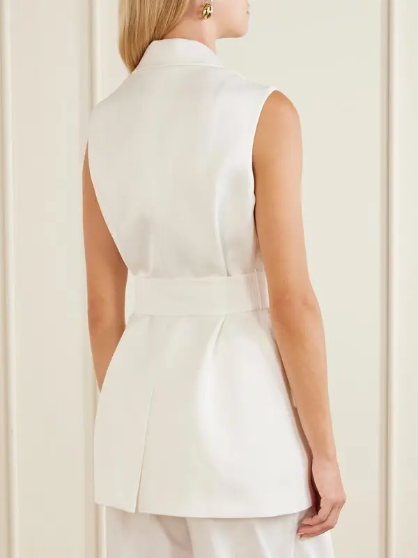 Another Tomorrow Belted Twill Vest - Neutrals