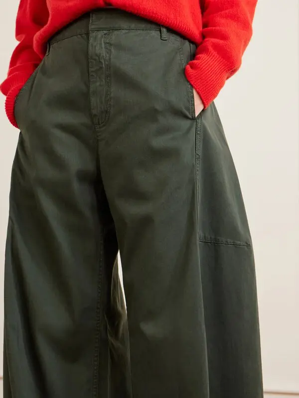Tibi Reactive Garment Dyed Stretch Twill Wide-leg Pants