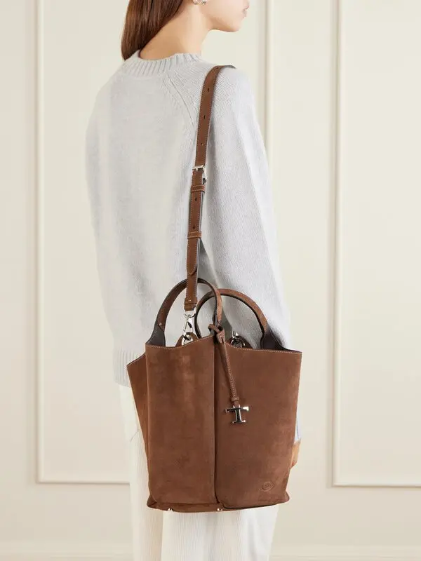 TOD'S Suede Bucket Bag - Brown