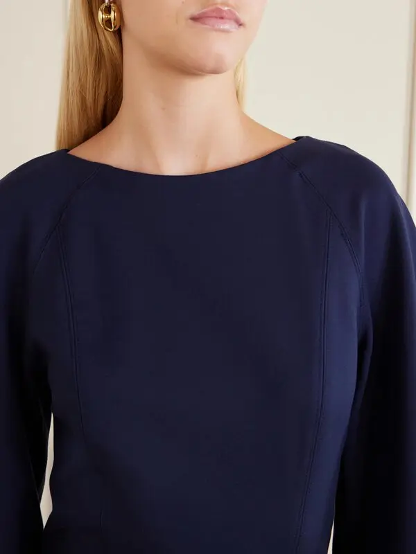 Carolina Herrera Ponte Midi Dress With Balloon Sleeves