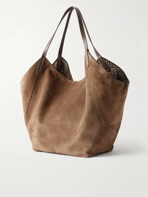Brunello Cucinelli Reversible Suede Shoulder Bag With Monili Beading
