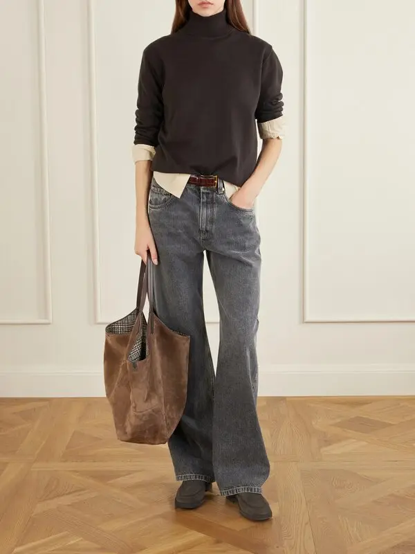 Brunello Cucinelli Reversible Suede Shoulder Bag With Monili Beading