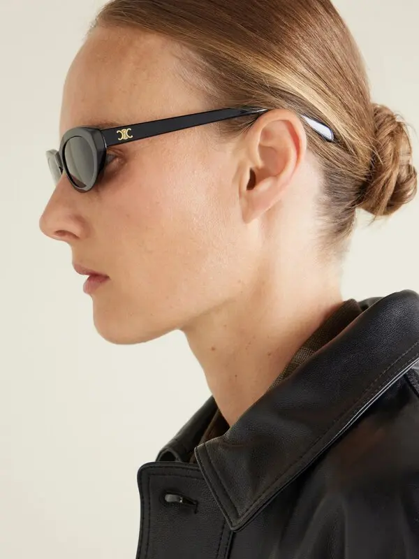 Celine Triomphe Mini Oval-frame Acetate Sunglasses