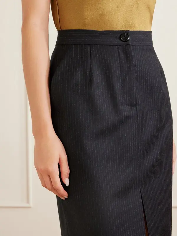 BLAZÉ MILANO Popeye Pinstriped Wool Knee-length Skirt